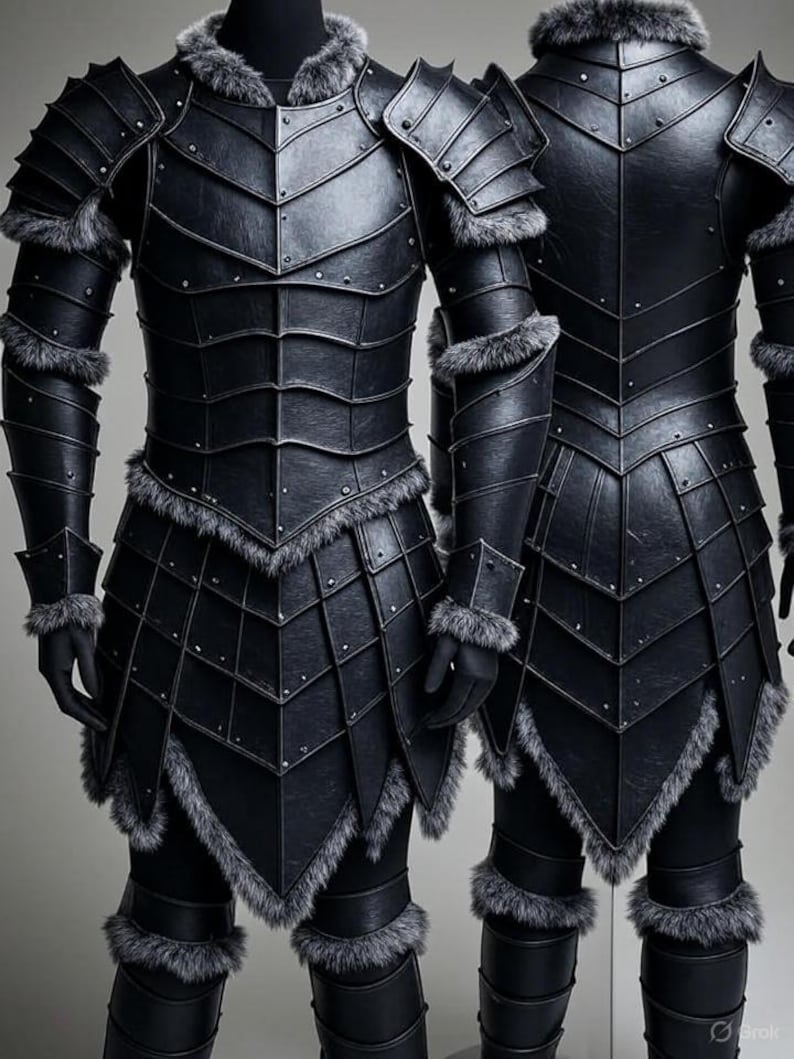 Handmade Black Leather Fur Barbarian Armor | Cosplay Costume for ...
