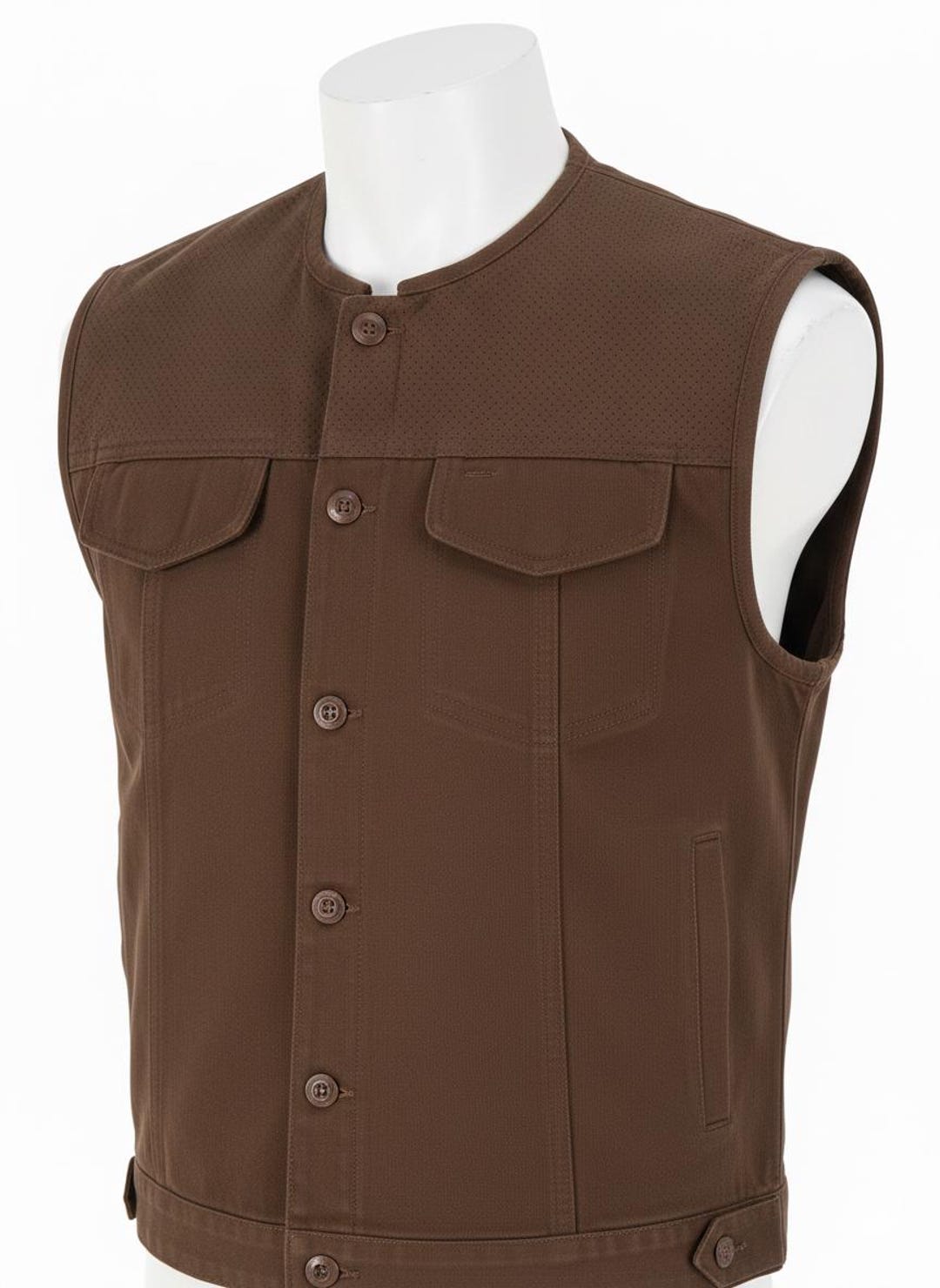 Men's Black Denim Biker Vest With Concealed Carry Pockets,tactical ...