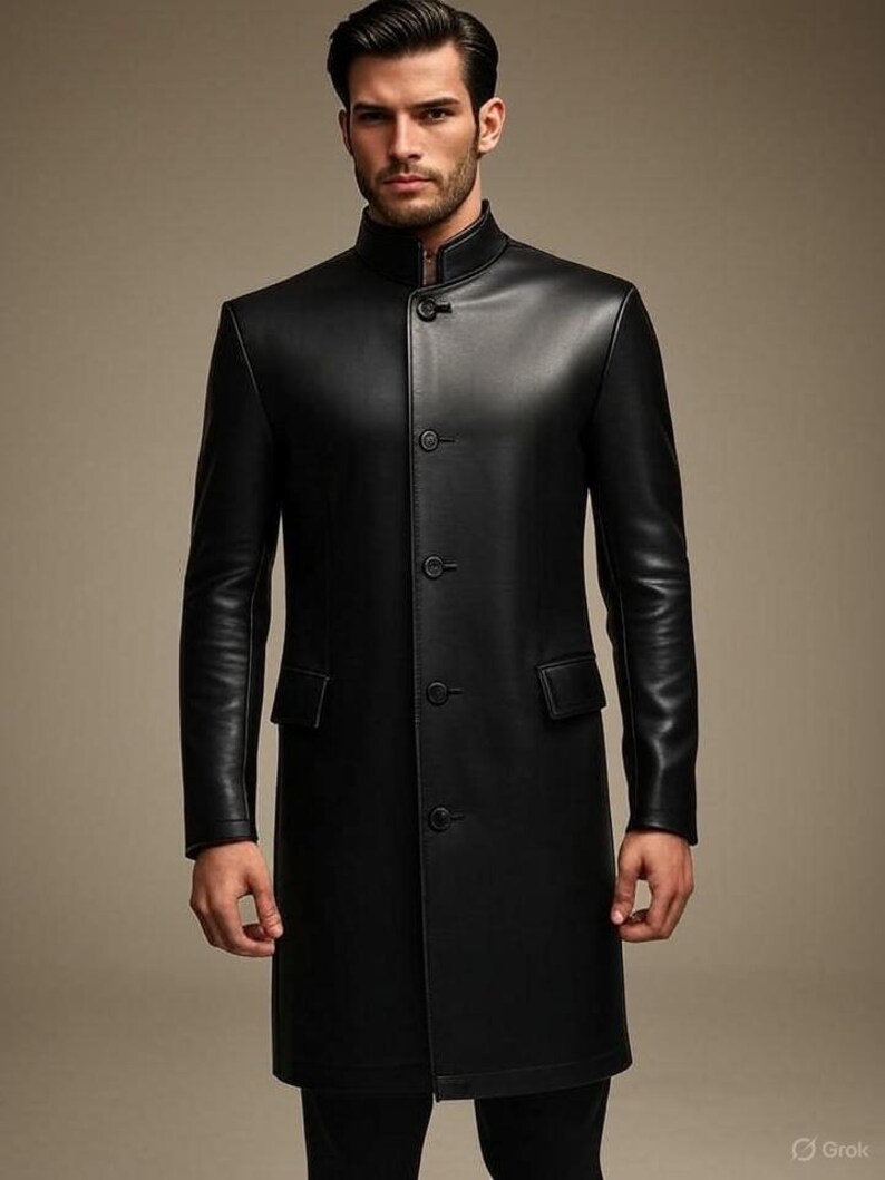 Men’s Handmade Customized Genuine Brown Leather Long Coat – Vintage ...