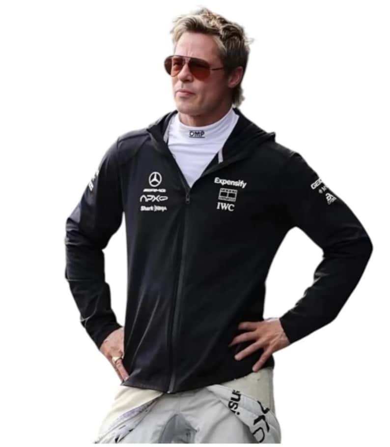 Brad Pitt Black F1 APXGP Racing Zip-up Hoodie, Mercedes AMG Expensify ...