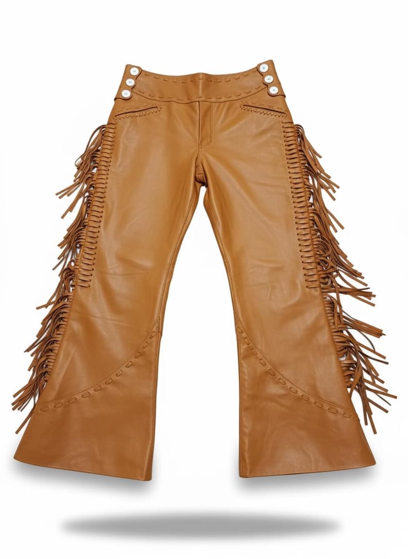 Western Suede Buckskin Genuine Leather Pants Men Native American Fringe ...