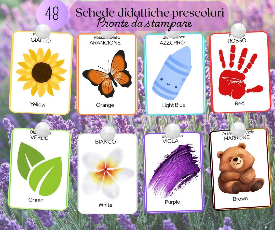Bilingual Color Flashcards in Italian and English – 48 Printable ...