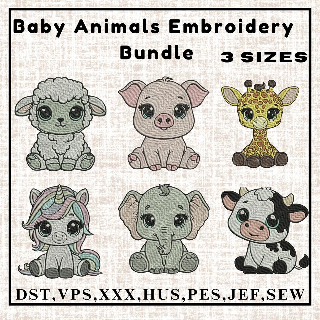 Baby Animal Embroidery Design, Cute Animal Embroidery Design, Woodland ...