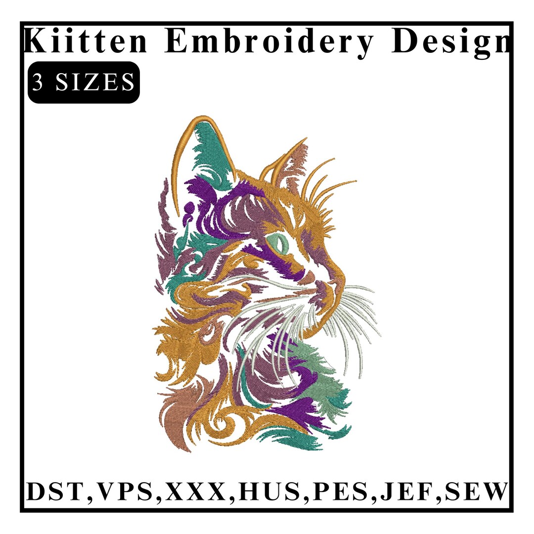Cat Machine Embroidery Design,, Small Cat Head Embroidery Design ...