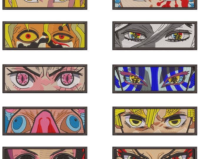 Anime Embroidery Design, Anime Embroidery, Jinx Eyes Embroidery, Demon ...