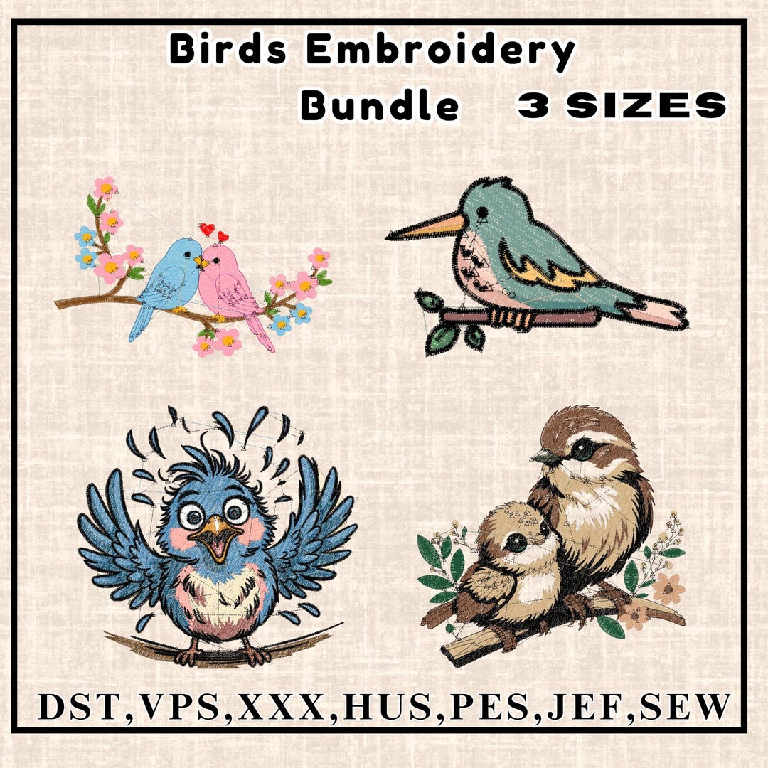 1 Bird Embroidery Design, , Cute Bird Embroidery Design, Birds Machine ...