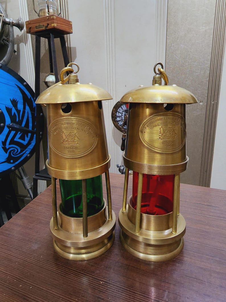 Set of 2 Antique Brass Nautical Boat Light 6" Maritime Oil Lantern ...