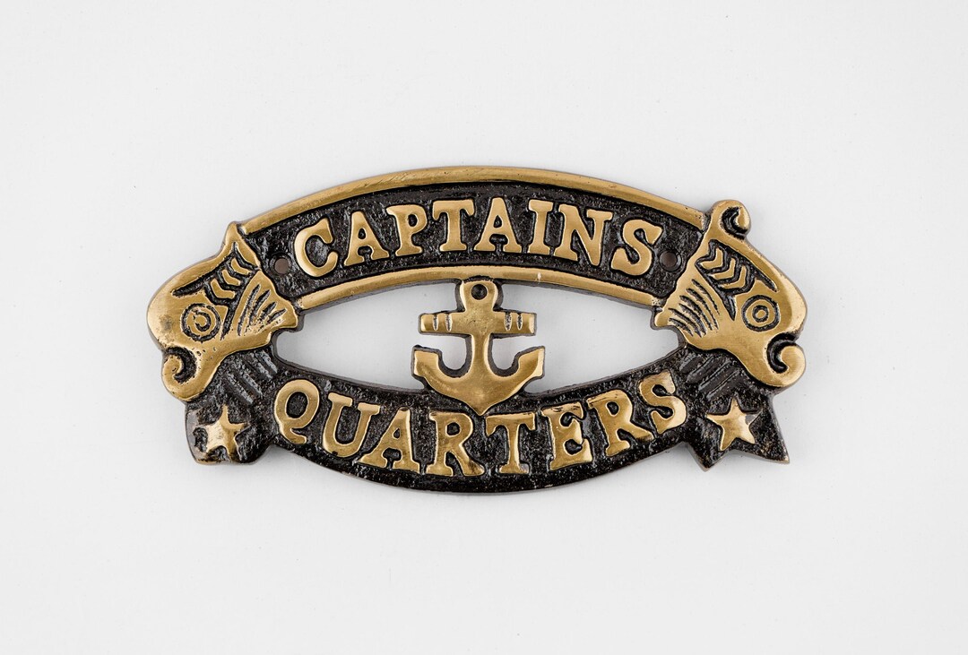 Antique Brass Captain's Quarters Sign: Nautical Maritime Decor - Etsy