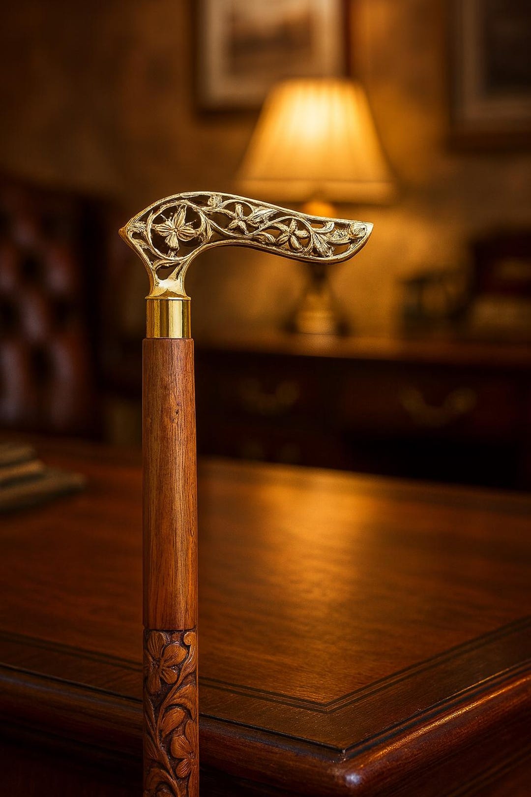 Victorian Engraved Walking Stick, 93.98 Cm Brass Royal Handles Special ...