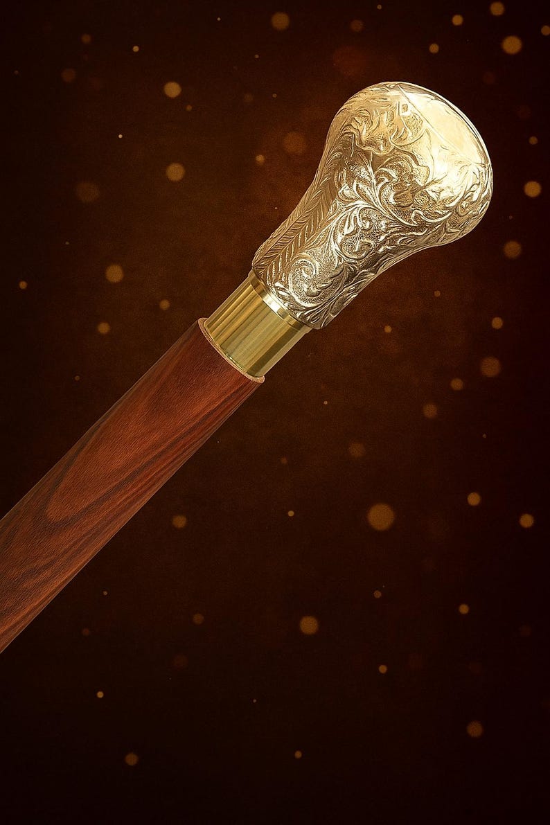 93.98 Cm Wood With Round Brass Handle Walking Stick for Man and Women ...