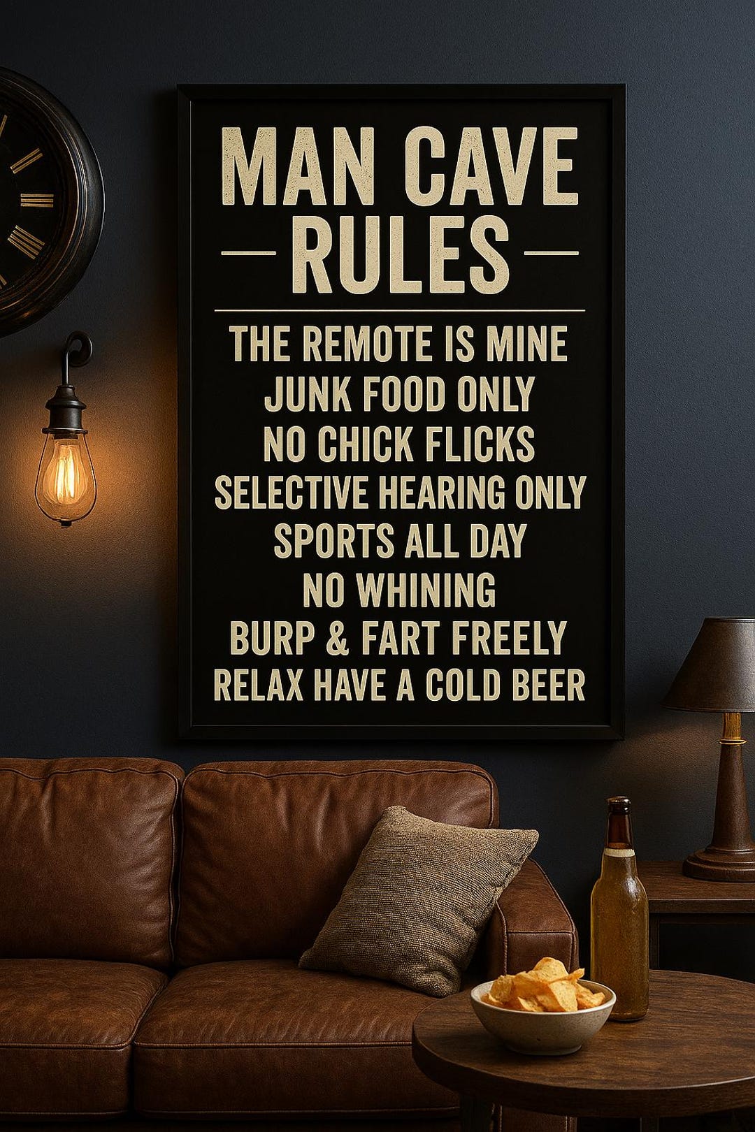 Man Cave Rules Printable Wall Art | Funny Digital Download | Rustic ...