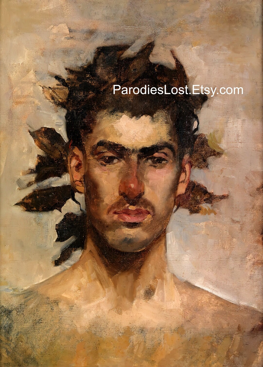 GREEK GOD Portrait BACCHUS Dionysus Handsome Man Ignacio Pinazo ...