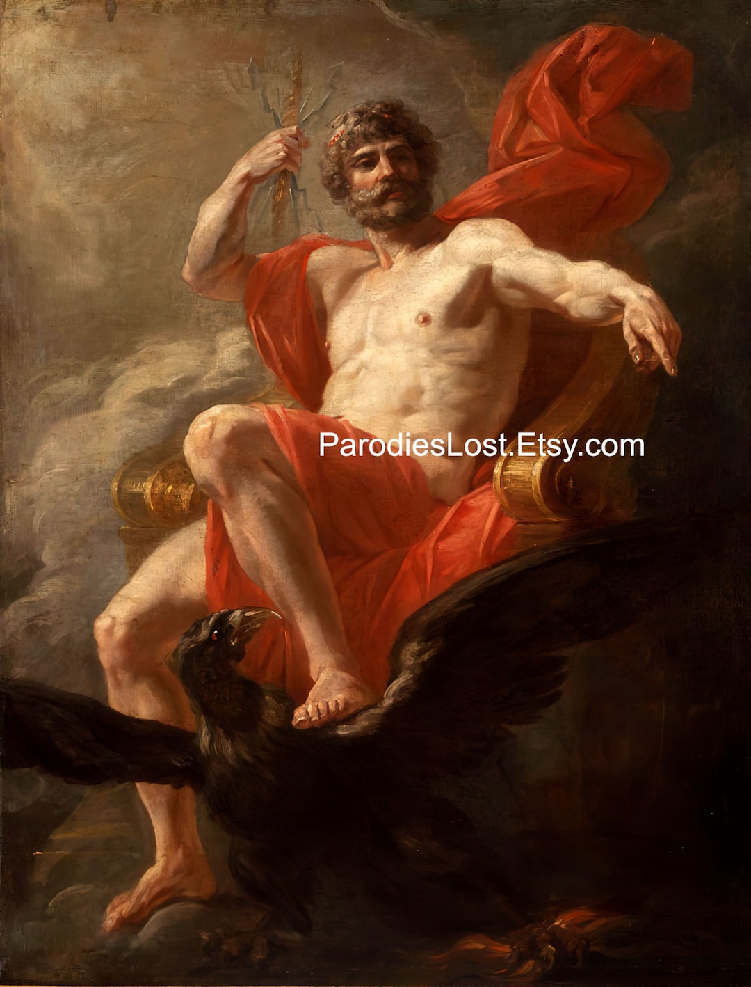 Semi NUDE MALE ZEUS Jupiter Heinrich Füger Fueger Greek Gods Mythology Nudity Half Naked Man Gay ...