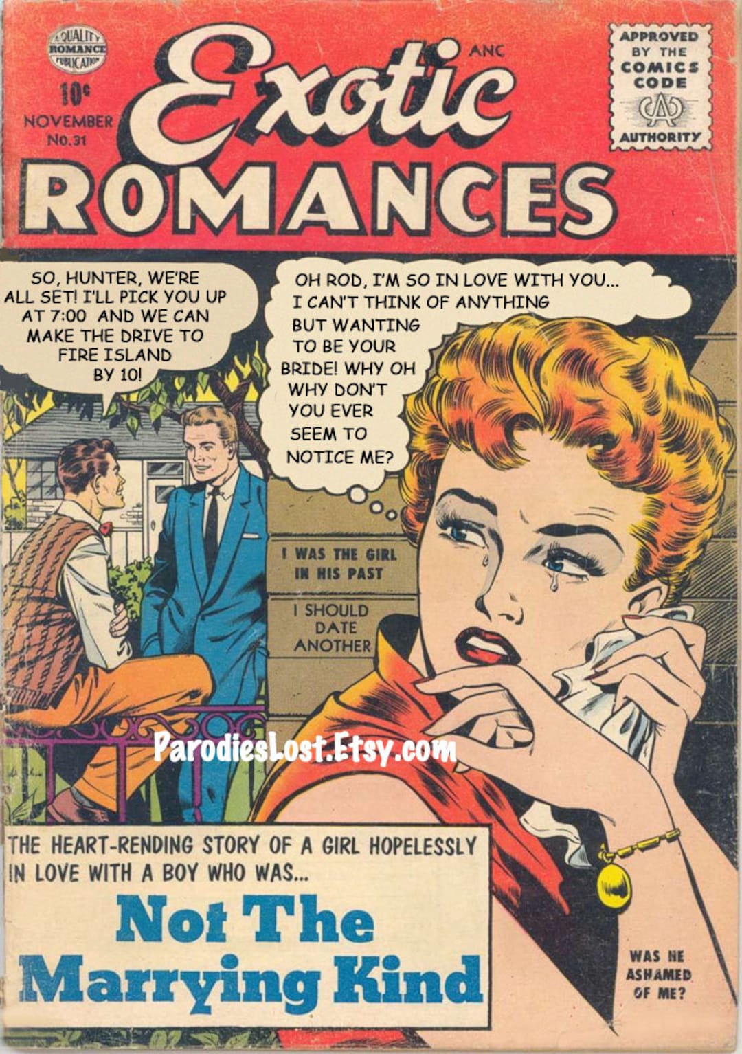 Gay Exotic Romances Comic Book Remix Print Vintage Art Not the Marrying ...