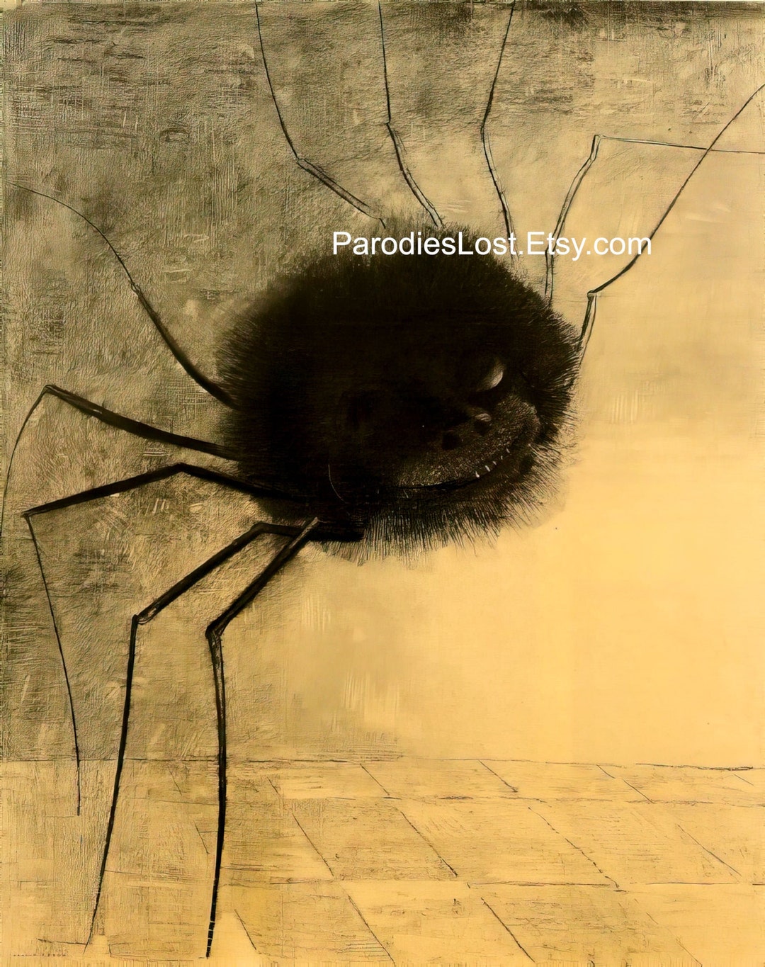 SMILING SPIDER MONSTER Odilon Redon Print Horror Halloween Bug Creature ...