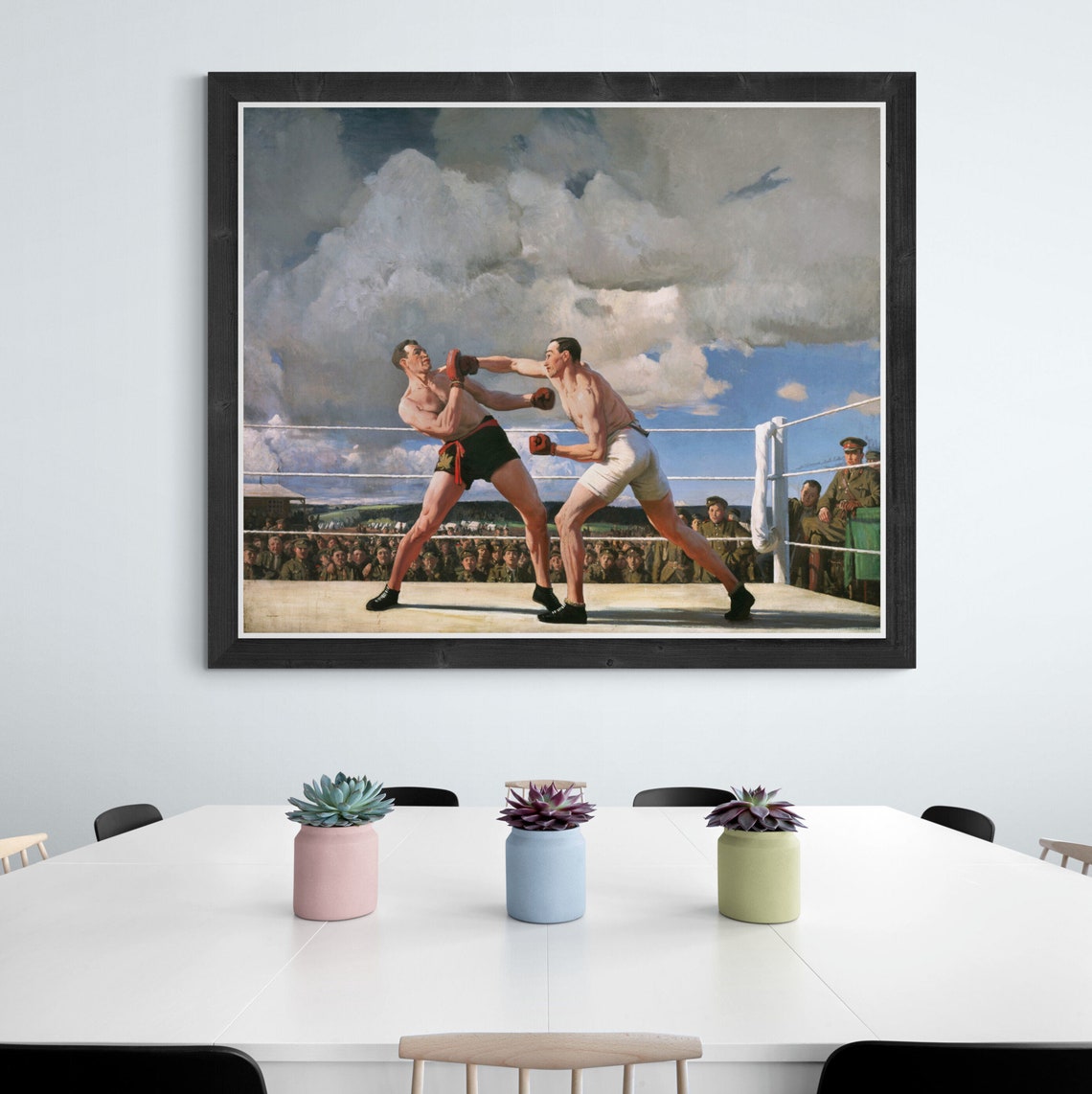 MALE SEMI NUDE Boxers Laura Knight Print 19-20th Century English Oil ...
