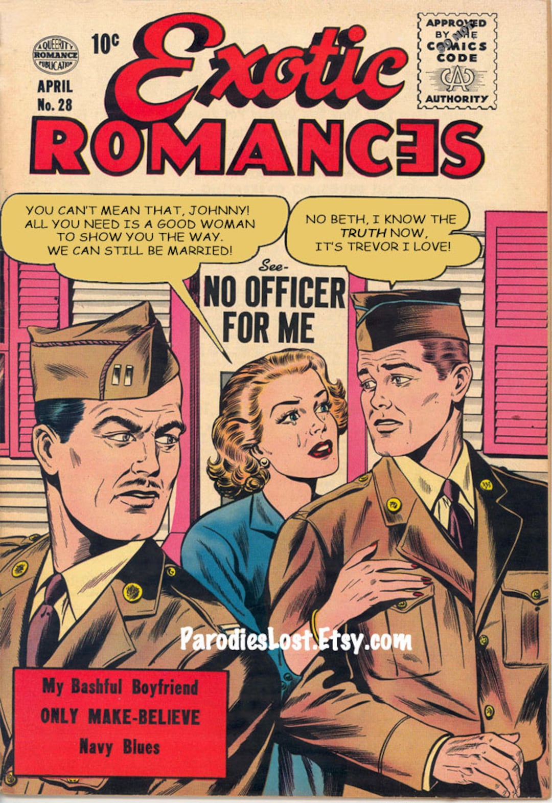 Romance Comic Book Gay Remix Print Vintage Art Soldiers Gay Interest