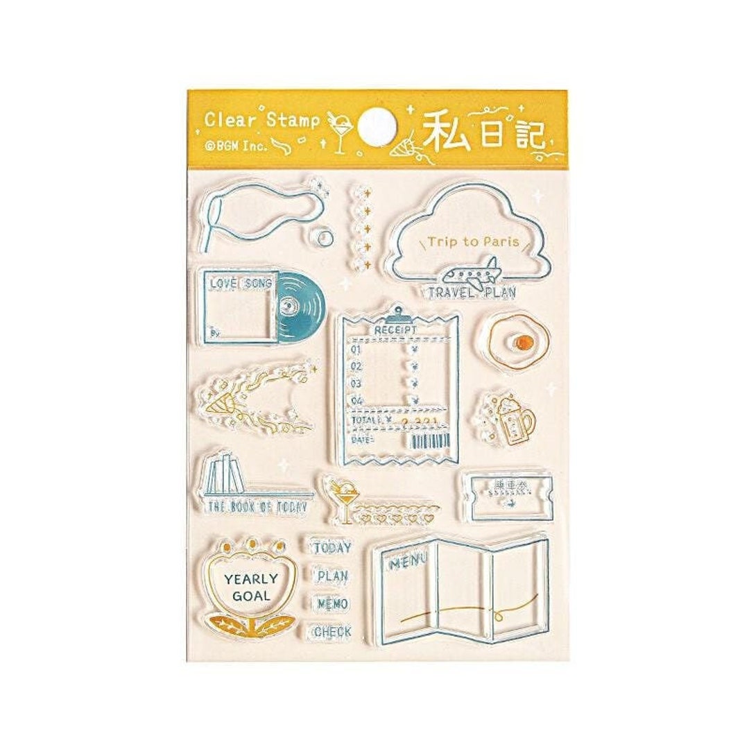 Clear Stamp Set: MY DIARY (17 Pieces) BGM Journal Planner Scrapbook ...