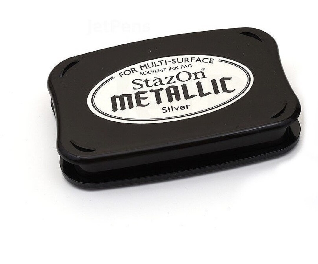 Stamp Pad Set: STAZON METALLIC SILVER by Tsukineko Japan. Includes Un ...