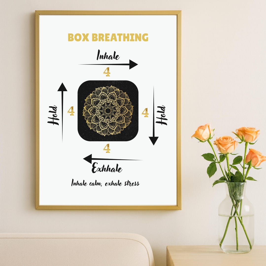 Mindful Box Breathing Print Mandala Calming Poster Digital Download ...