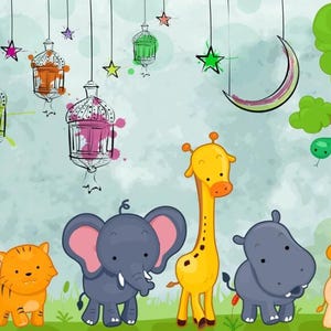 Cartoon Zoo Animals Mural Wallpaper – Colourful Jungle Safari Wall Art ...