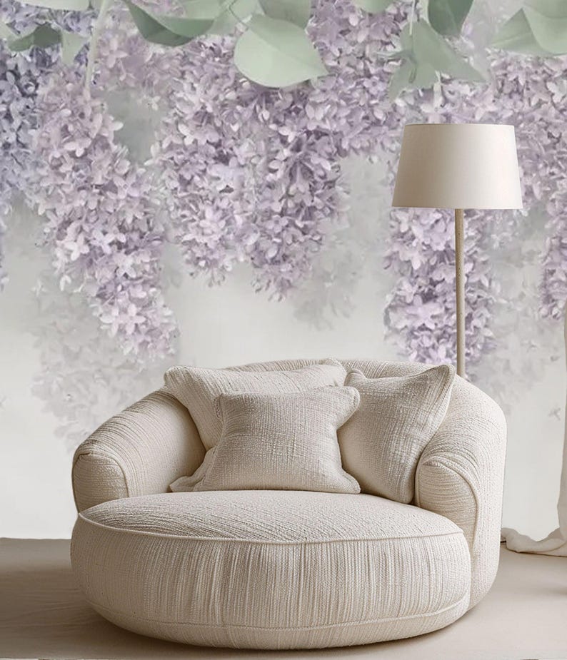 Lavender Purple Wisteria Mural Wallpaper – Elegant Floral Wall Art for ...