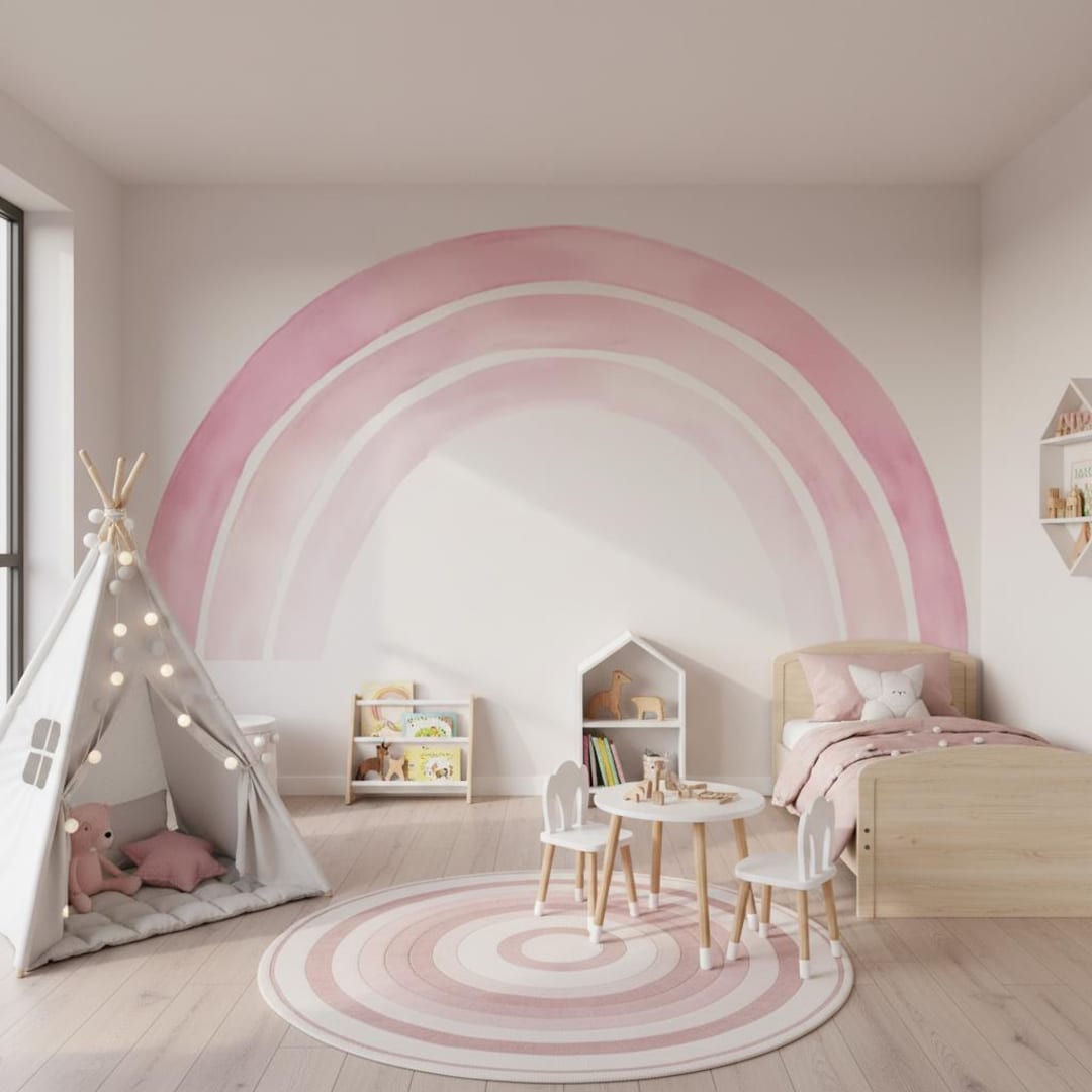 XL Pink Rainbow Wall Sticker – Oversized Large Pastel Rainbow Nursery ...