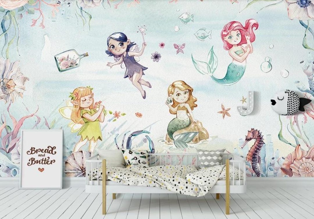 Mermaid Seaworld Wall Mural – Underwater Ocean Wallpaper for Girls ...