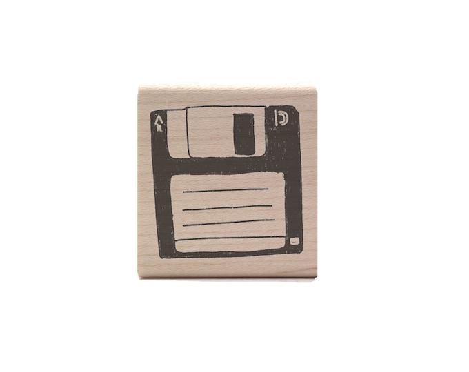 Floppy Disk Rubber Stamp - Computer Diskette Stamp - 80s and 90s Retro ...