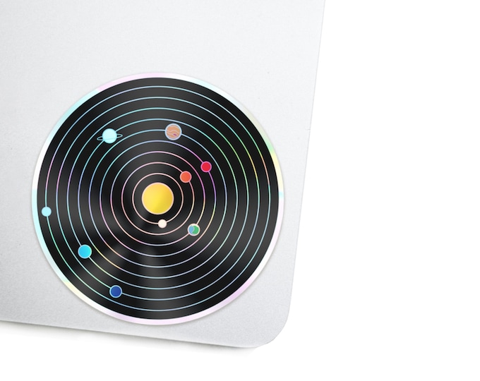 Solar System Holographic Decal - Futuristic Voyager Golden Record Vinyl ...
