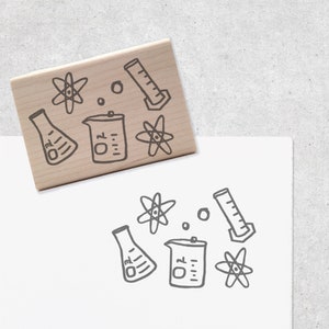 Lab Glassware Rubber Stamp Chemistry Teacher Stamp Beaker, Flask, and ...