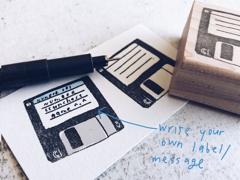 Floppy Disk Rubber Stamp Computer Diskette Stamp 80s and - Etsy