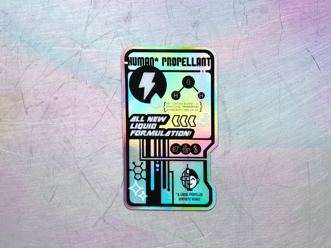 Human Propellant Holographic Vinyl Decal Cyberpunk Water Bottle Sticker ...