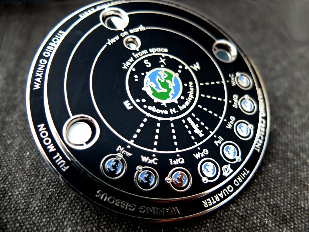 Lunar Phases Enamel Pin Moon Chart Spinner / Spinning Pin Space ...