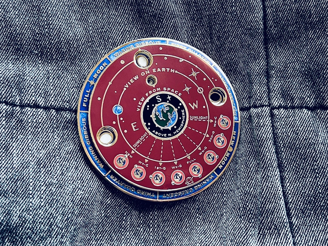 Lunar Phases Dial Pin - Moon Phases Chart Spinner / Spinning Pin ...