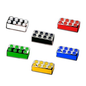 Building Block Enamel Pins - Golden Brick Lapel Pin / Brooch - Minifig ...