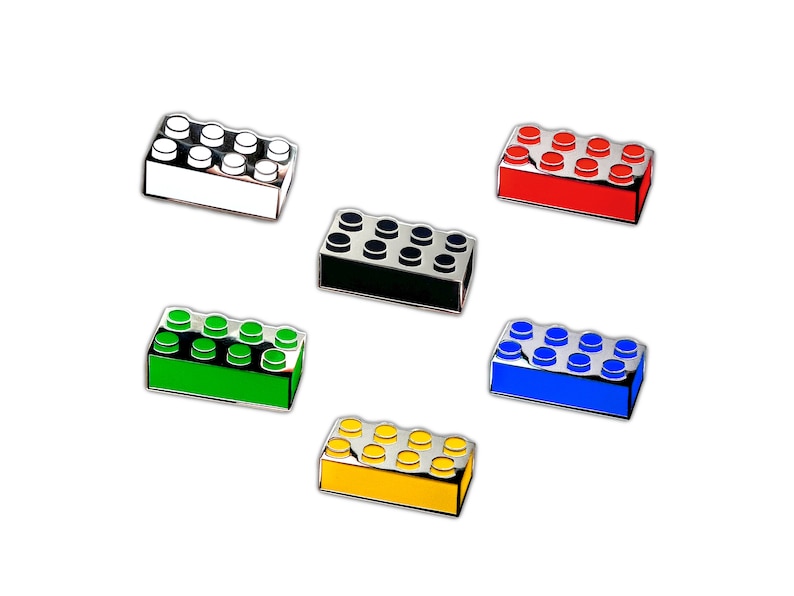 Building Block Enamel Pins - Golden Brick Lapel Pin / Brooch - Minifig ...