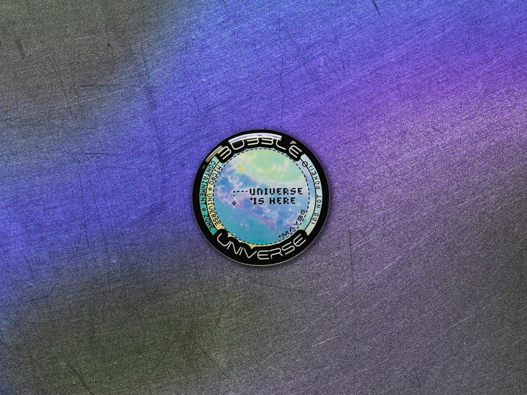 Bubble Universe Button Decal - Futuristic Space Laptop Vinyl Sticker ...