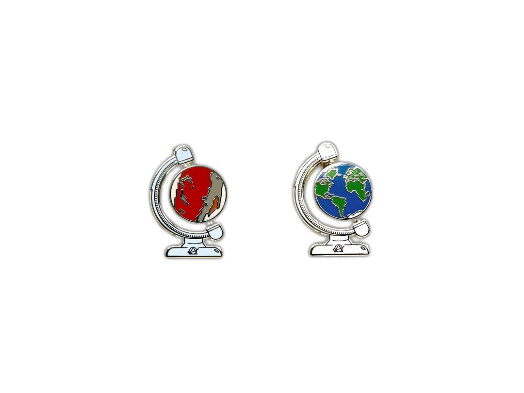 Earth-mars Globe Spinner Pin Outer Space Enamel Pin Interactive ...