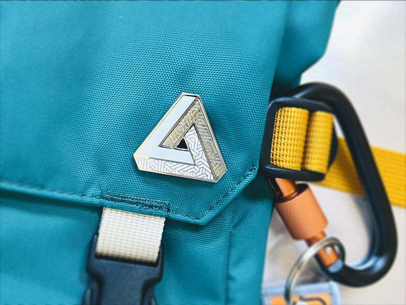 Penrose Triangle Enamel Pin - Futuristic / Minimal Lapel Pin - Optical ...