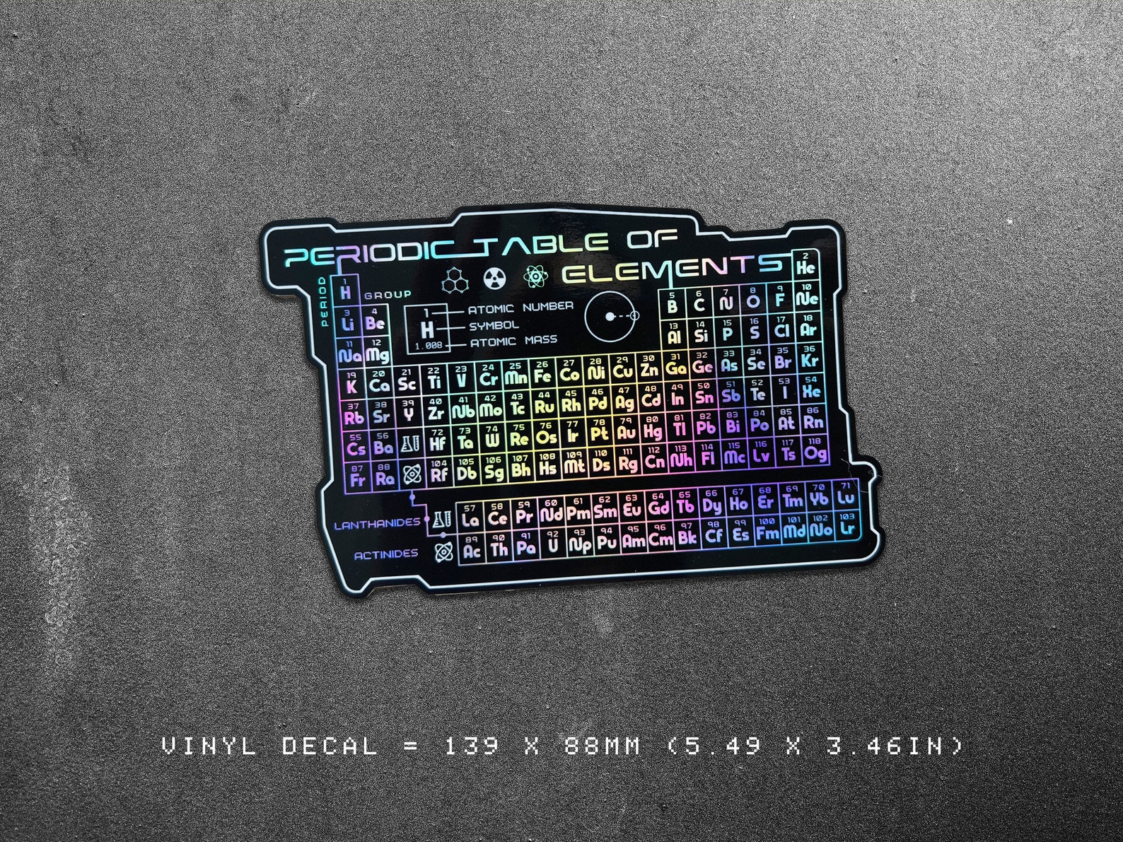 Periodic Table Holographic Vinyl Decal - Cyberpunk Laptop Sticker ...