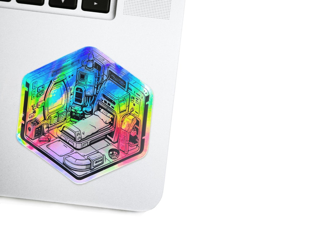 Isometric Cyberpunk Holographic Vinyl Decal - Sci-fi Crew Quarters ...