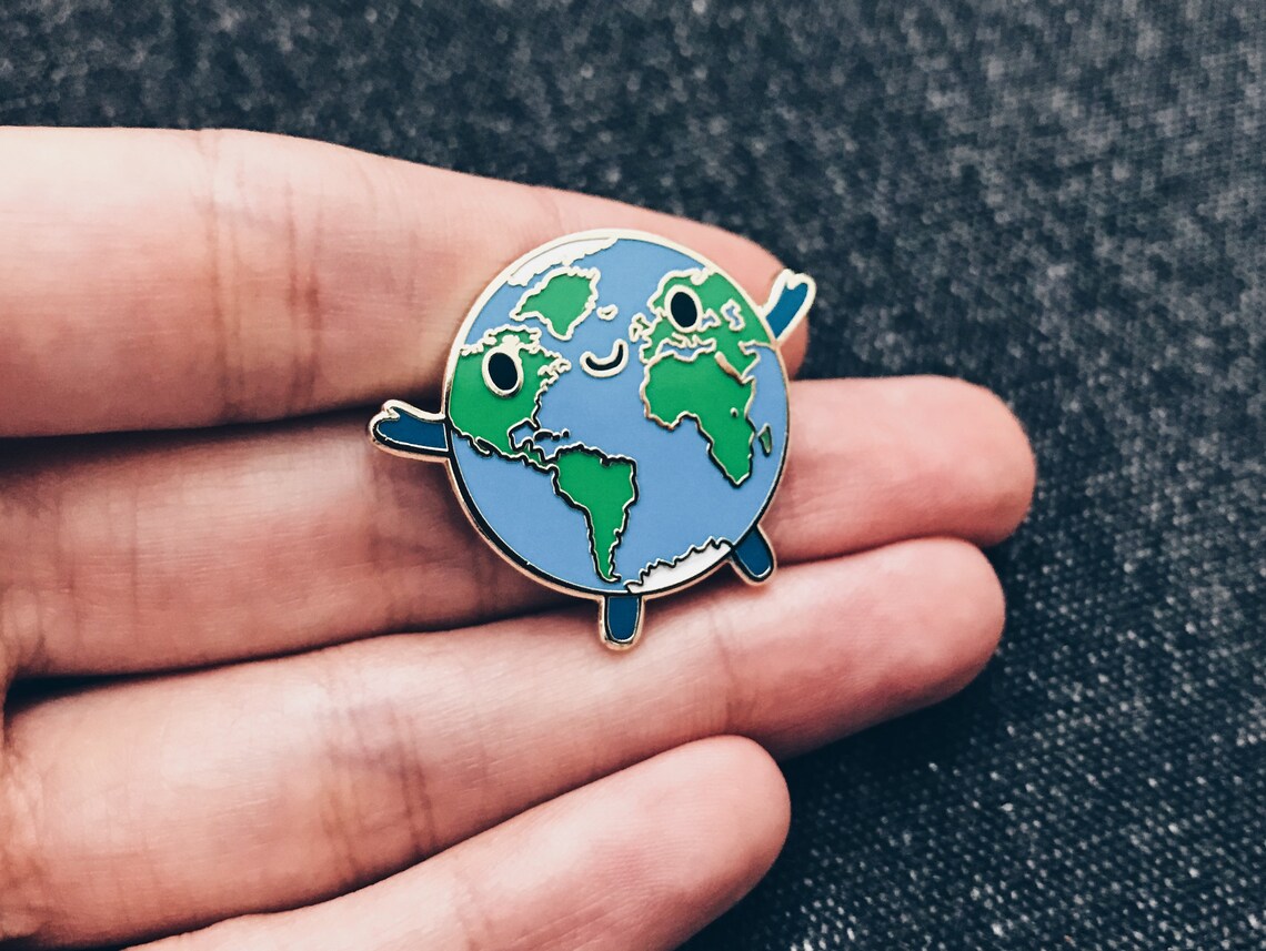 Happy Earth Enamel Pin Space Buddy Astronomy Lapel Pin | Etsy