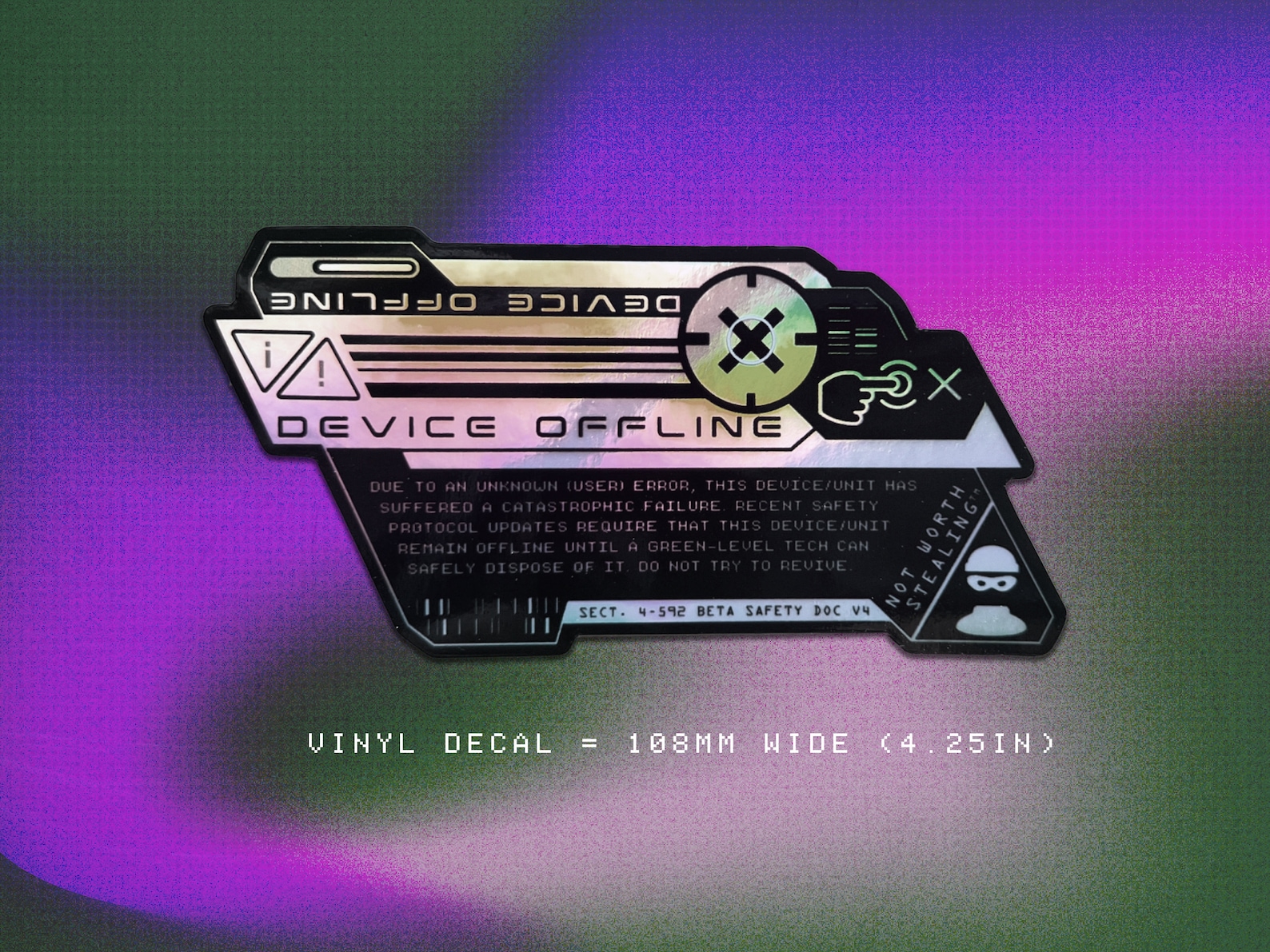 Manual Override! Holographic Vinyl Decal - Device Offline Cyberpunk ...