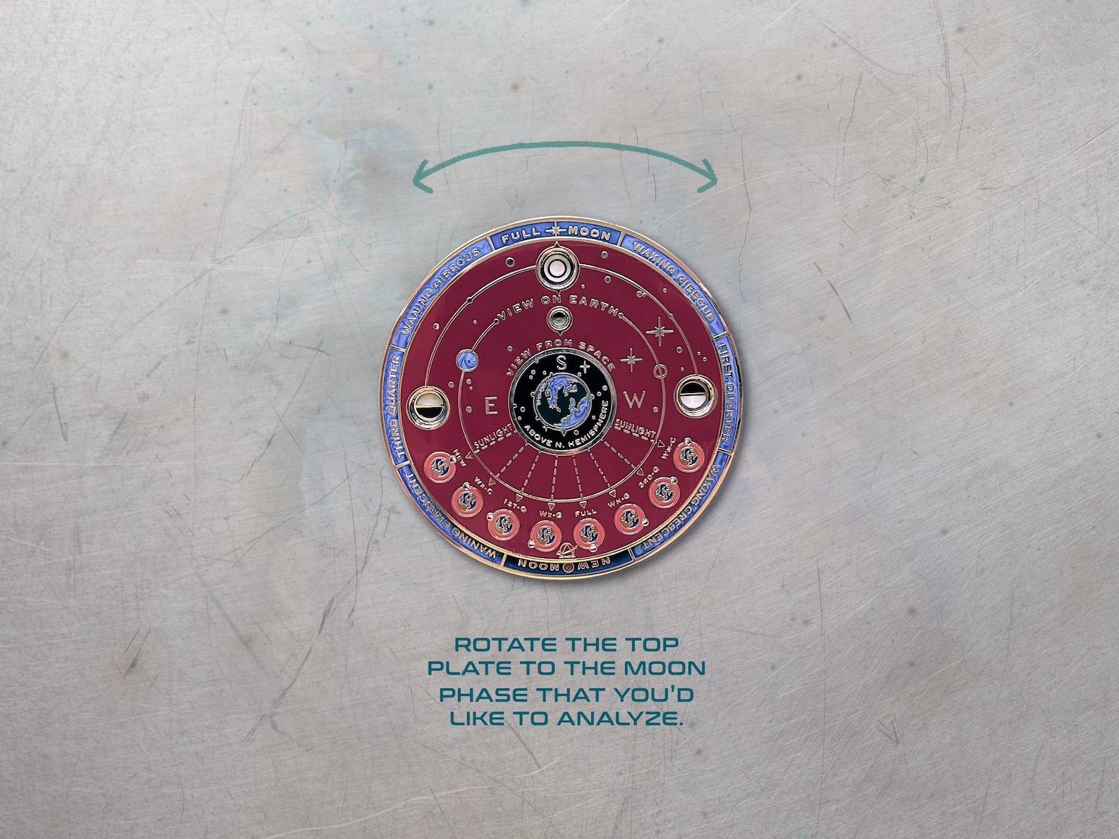 Lunar Phases Dial Pin - Moon Phases Chart Spinner / Spinning Pin ...
