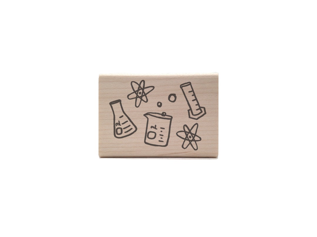 Lab Glassware Rubber Stamp Chemistry Teacher Stamp Beaker, Flask, and ...