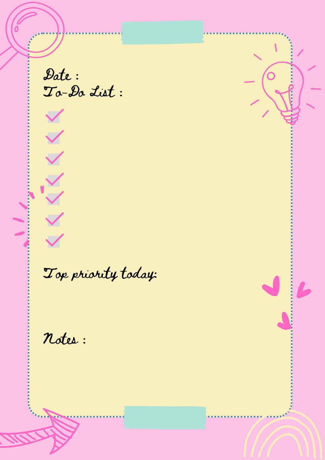 Cute-simple Daily Planner Template - Etsy