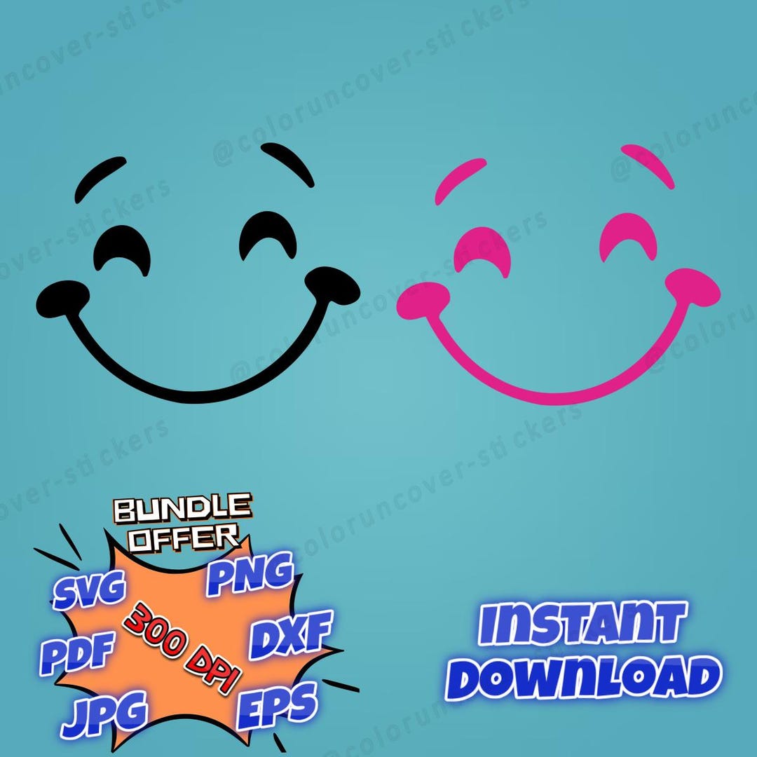 Smiley Face Svg Png Jpg Eps Pdf DXF / Pink Smiley Face / Kawaii Smiley ...