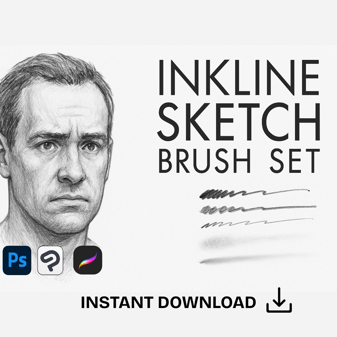 INKLINE Sketch Brushes – 5 Procreate, Photoshop, CSP Brushes + 4 Paper ...