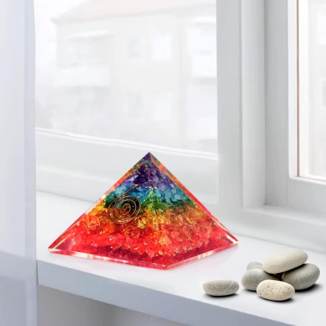 Seven Chakra Gemstone Orgonite Pyramid: Handmade Healing Stone Decor - Etsy
